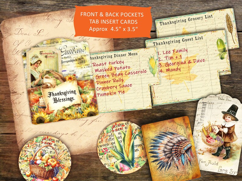 Thanksgiving, Loaded Pockets, Printable, Thanksgiving Ephemera ...