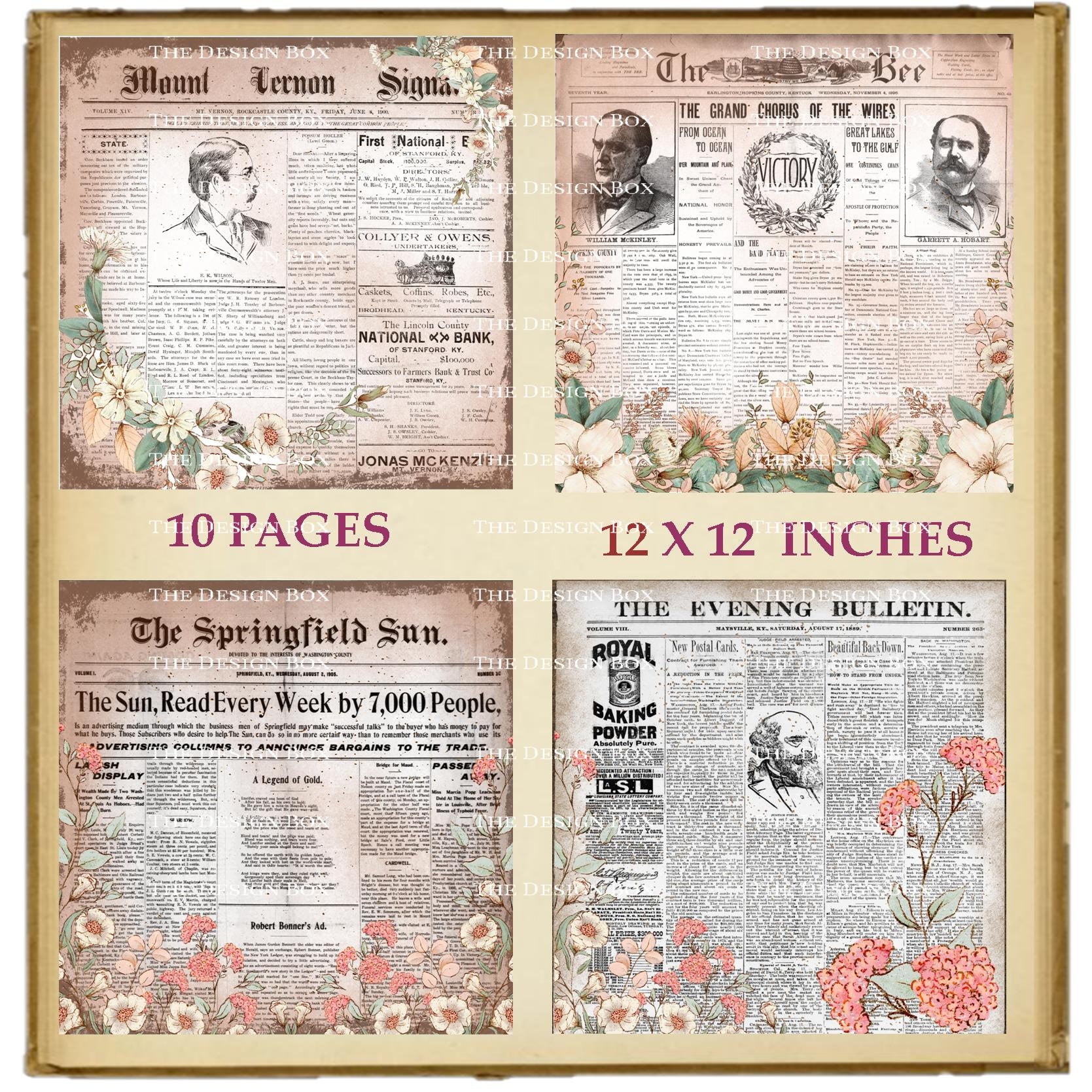 Old Newspaper 12x12, Digital Paper, Old Newsprint, Vintage Newsprint ...
