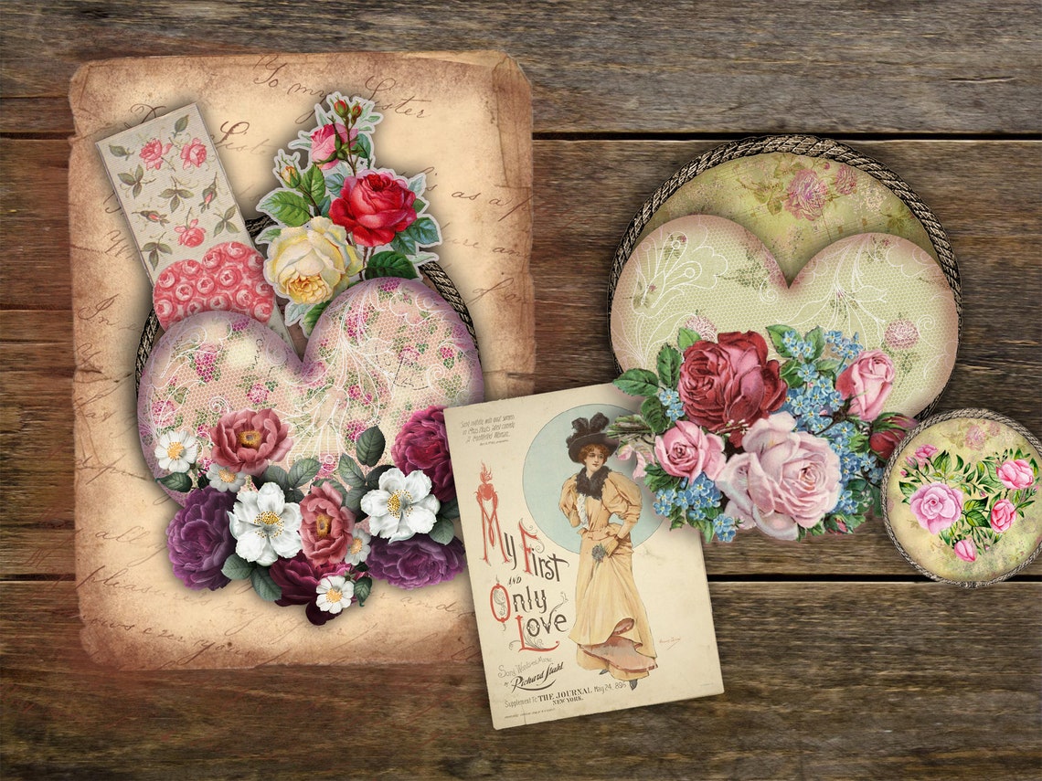 Valentine Heart Pockets Printable Ephemera Valentine - Etsy