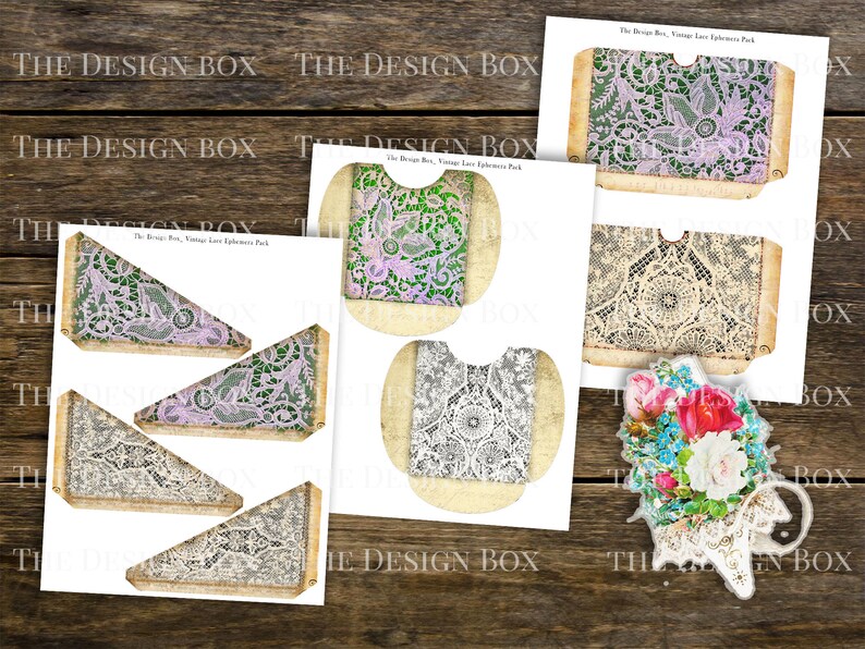 Vintage Lace, Ephemera Pack, Printable, Lace Ephemera, Lace Junk