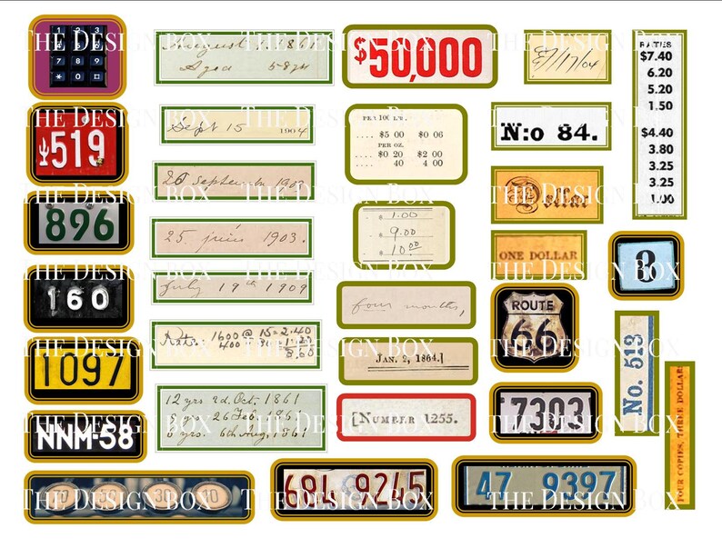Random Numbers, Dates & Plates, Digital Labels, Number Stickers, Number ...