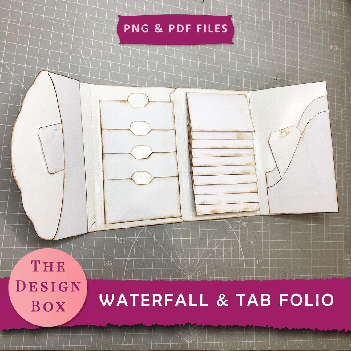 Waterfall Tab Pockets, Template Folio, Junk Journal, Vintage, Folder ...