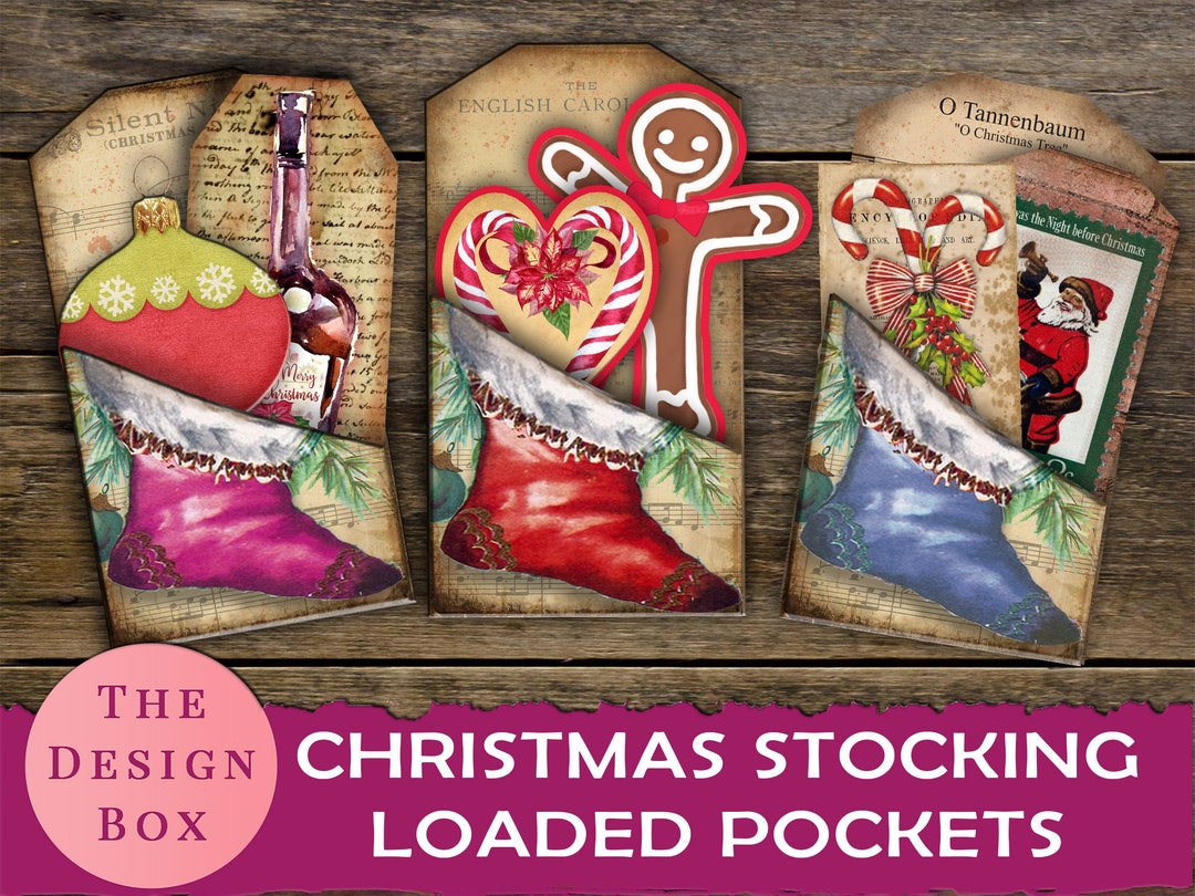 Christmas Stocking Pockets, Loaded Pockets, Christmas Ephemera ...