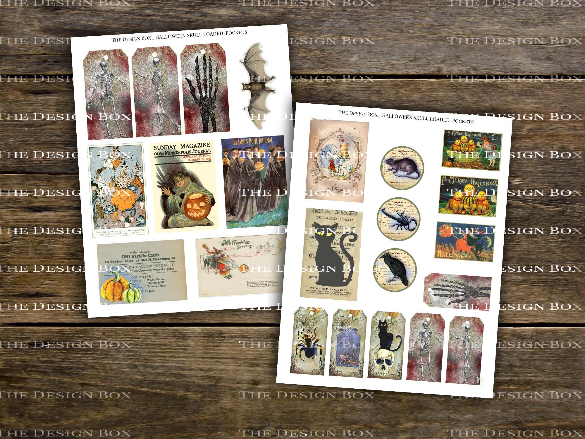 Halloween Skull Pockets Loaded Pockets Halloween Ephemera - Etsy