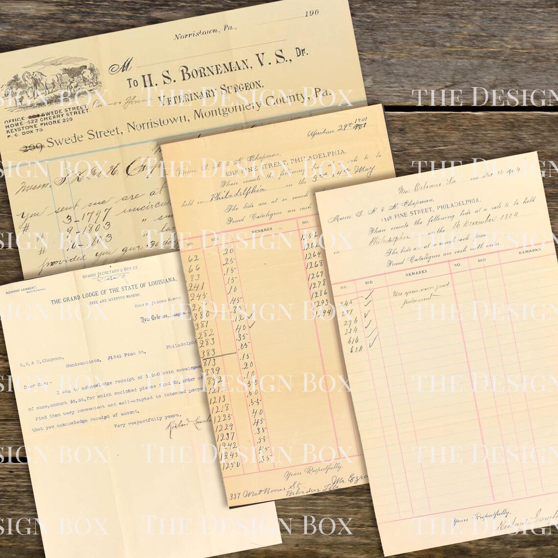 8 Vintage Invoices & Documents, Printable, 1800s, Vintage Receipts, Old ...