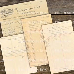 8 Vintage Invoices & Documents, Printable, 1800s, Vintage Receipts, Old ...
