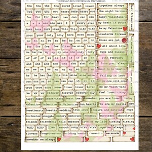 Valentine Dictionary Words, Romantic Words, Valentine Text Labels ...