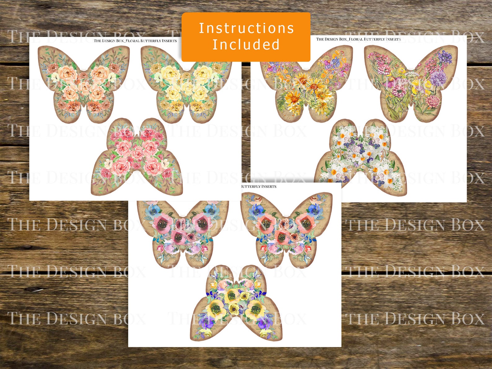 3D Butterfly Insert Printable Butterfly Butterfly Clip Art | Etsy