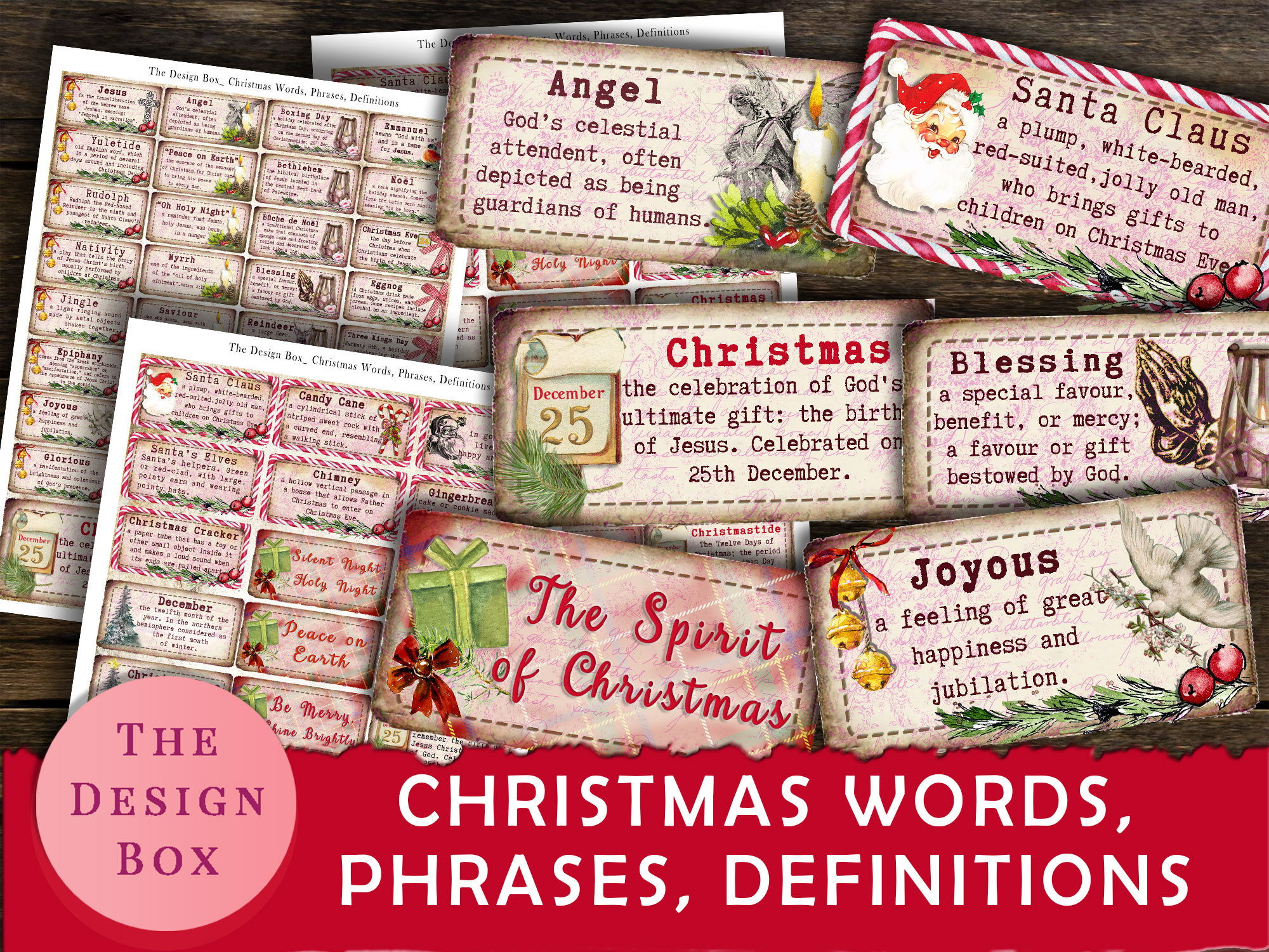 Christmas Words, Phrases, Definitions, Printable Labels, Christmas Text ...
