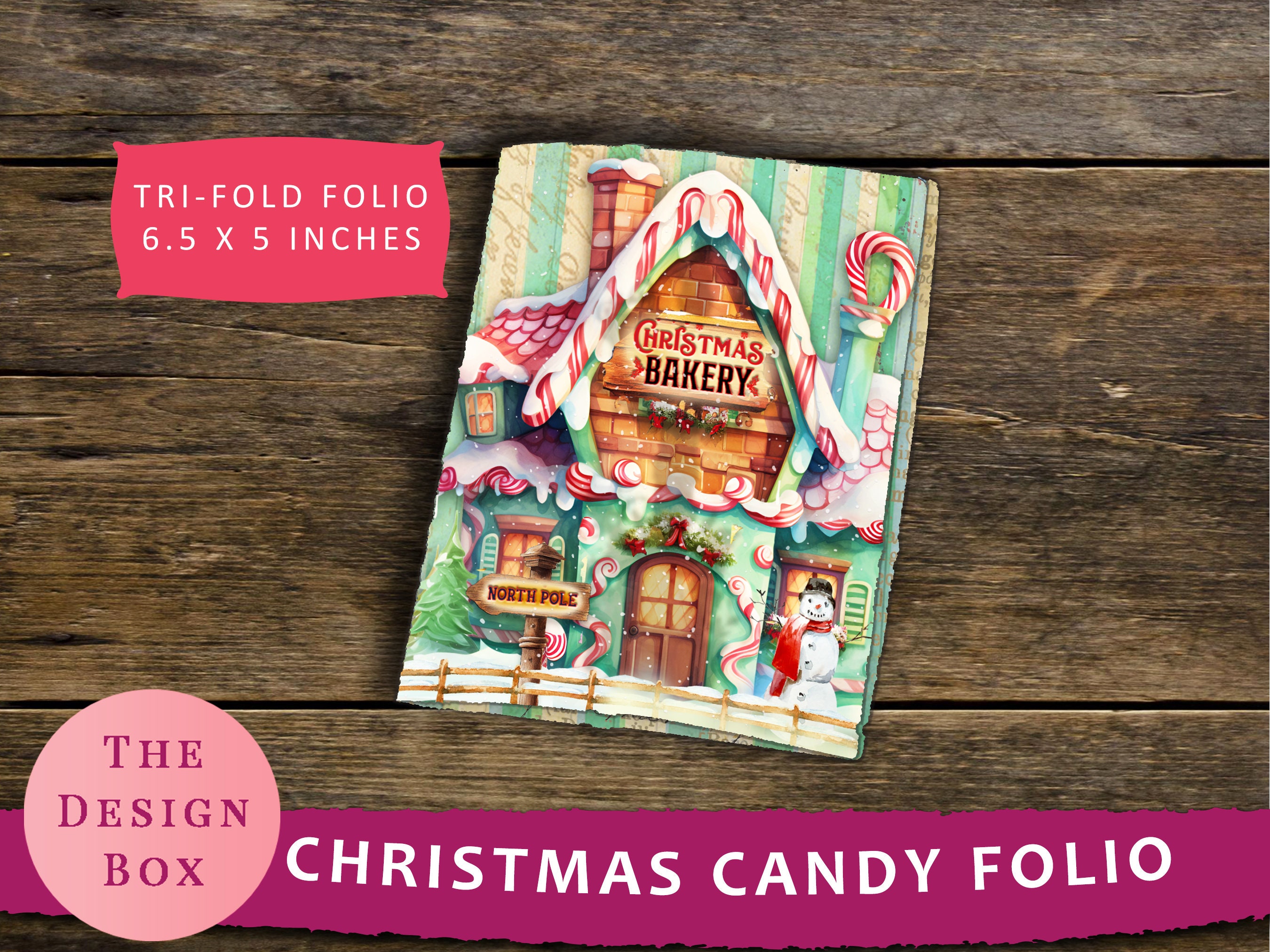 Christmas Candy, Tri-fold Folio, Junk Journal, Printable Folio ...