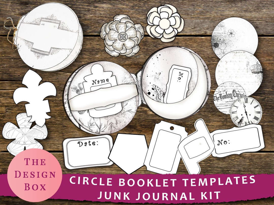 Circle Booklet, Templates, Junk Journal, Digital Templates, Printable ...
