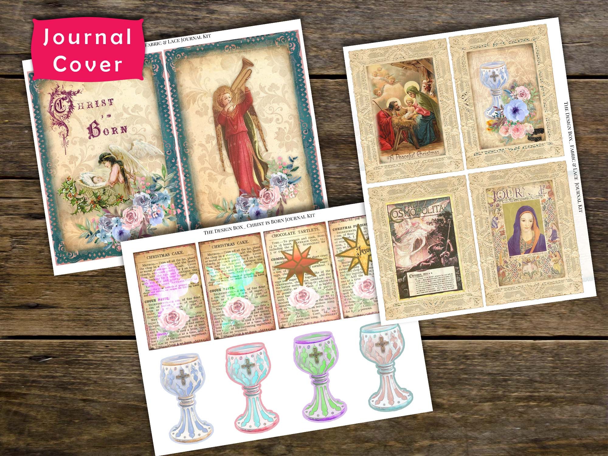 Christ is Born, Faith Journal, Printable Journal, Vintage Junk Journal ...