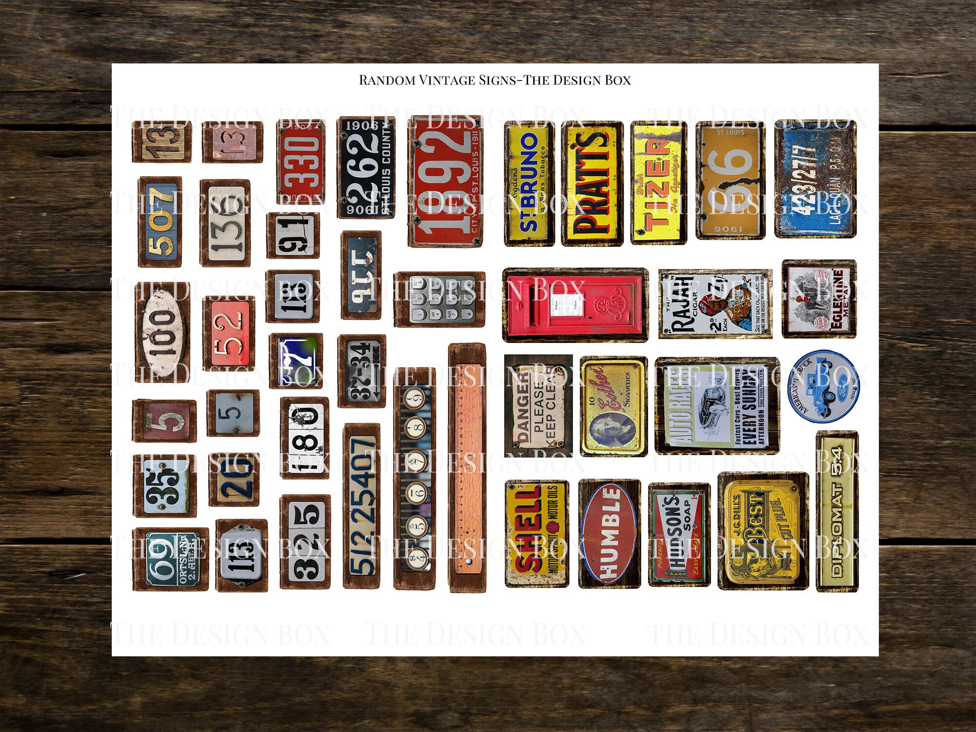 Random Vintage Signs, Printable Number Labels, Text Digital Labels ...