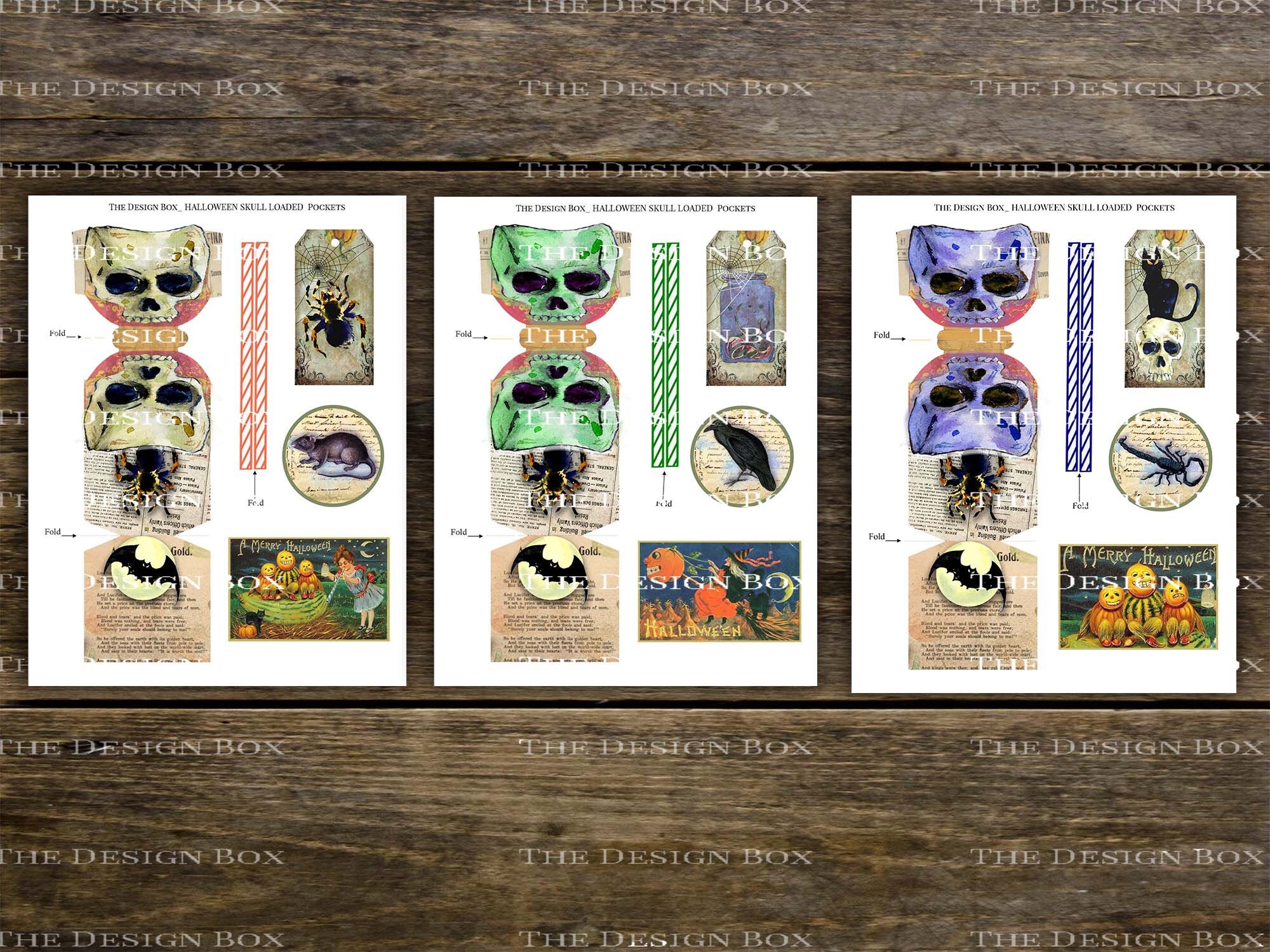 Halloween Skull Pockets Loaded Pockets Halloween Ephemera - Etsy