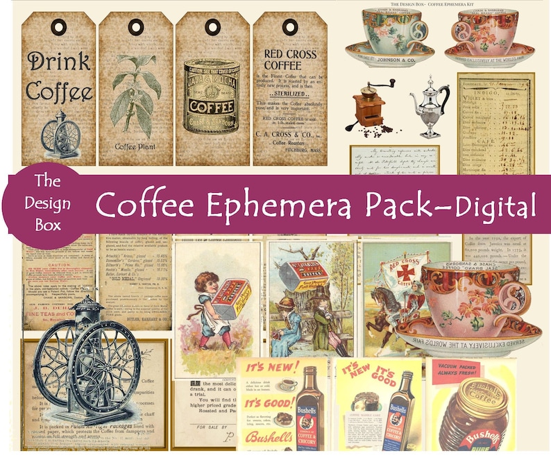 Coffee Ephemera Pack 15 Digital Pages Coffee Ephemera - Etsy
