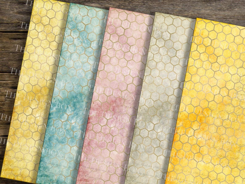 Bee Honeycomb, Paper Pack, Printable Papers, Junk Journal, Bee Paper ...
