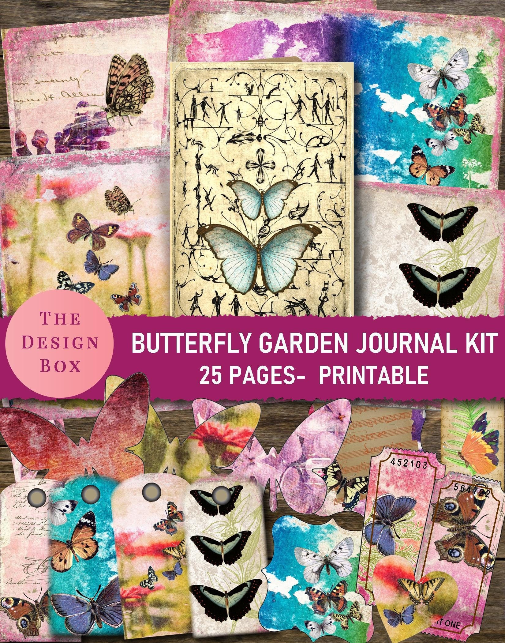 Butterfly Garden Journal Kit 25 Pages Junk Journal | Etsy