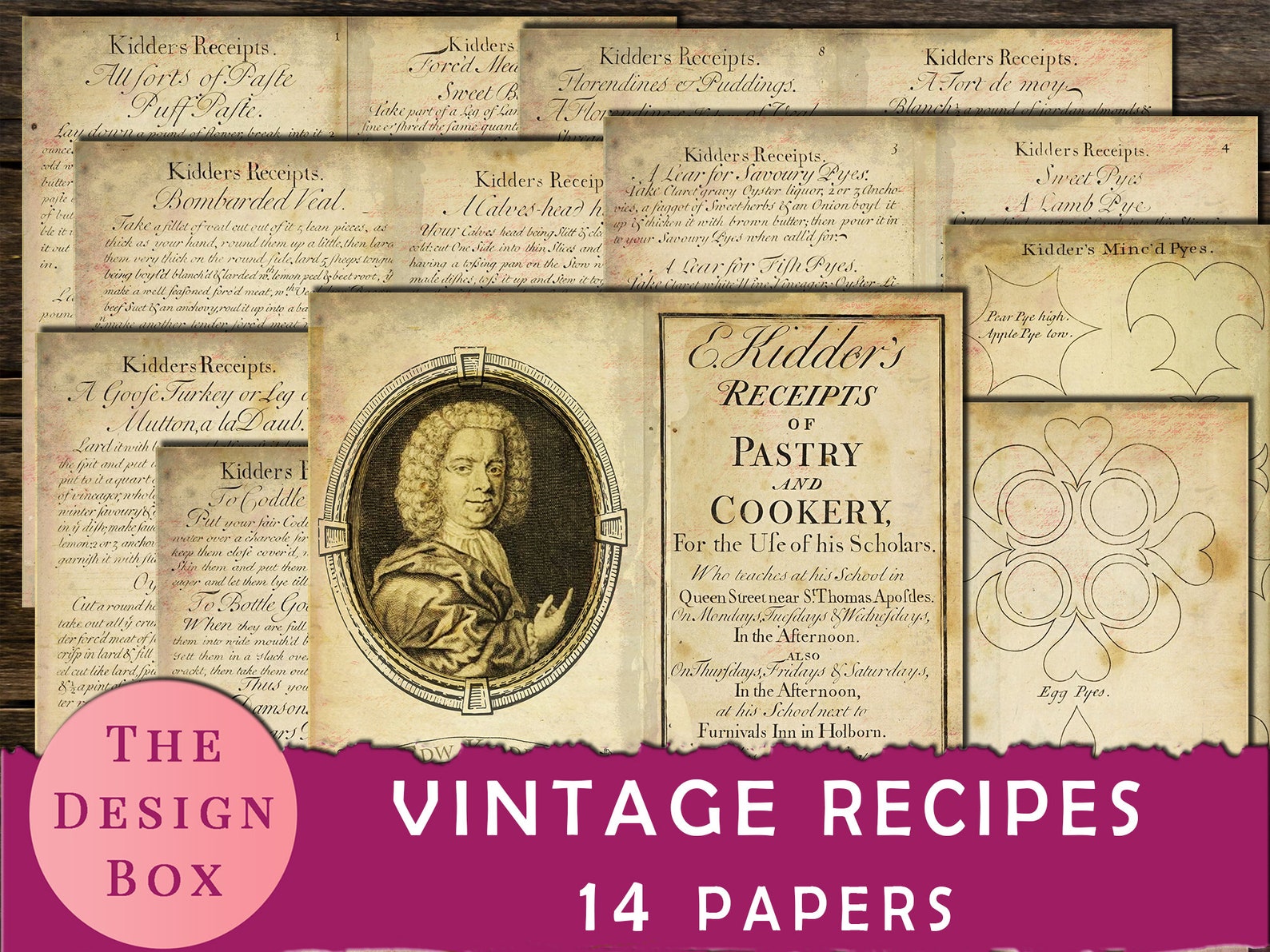 1720 Recipe Papers, Printable Papers, Vintage Script, Cooking Recipe ...