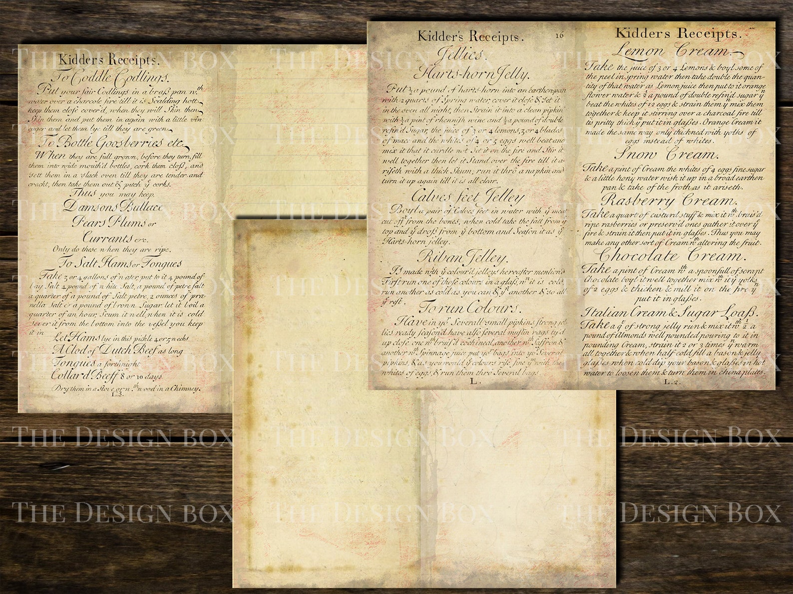 1720 Recipe Papers Printable Papers Vintage Script Cooking - Etsy UK