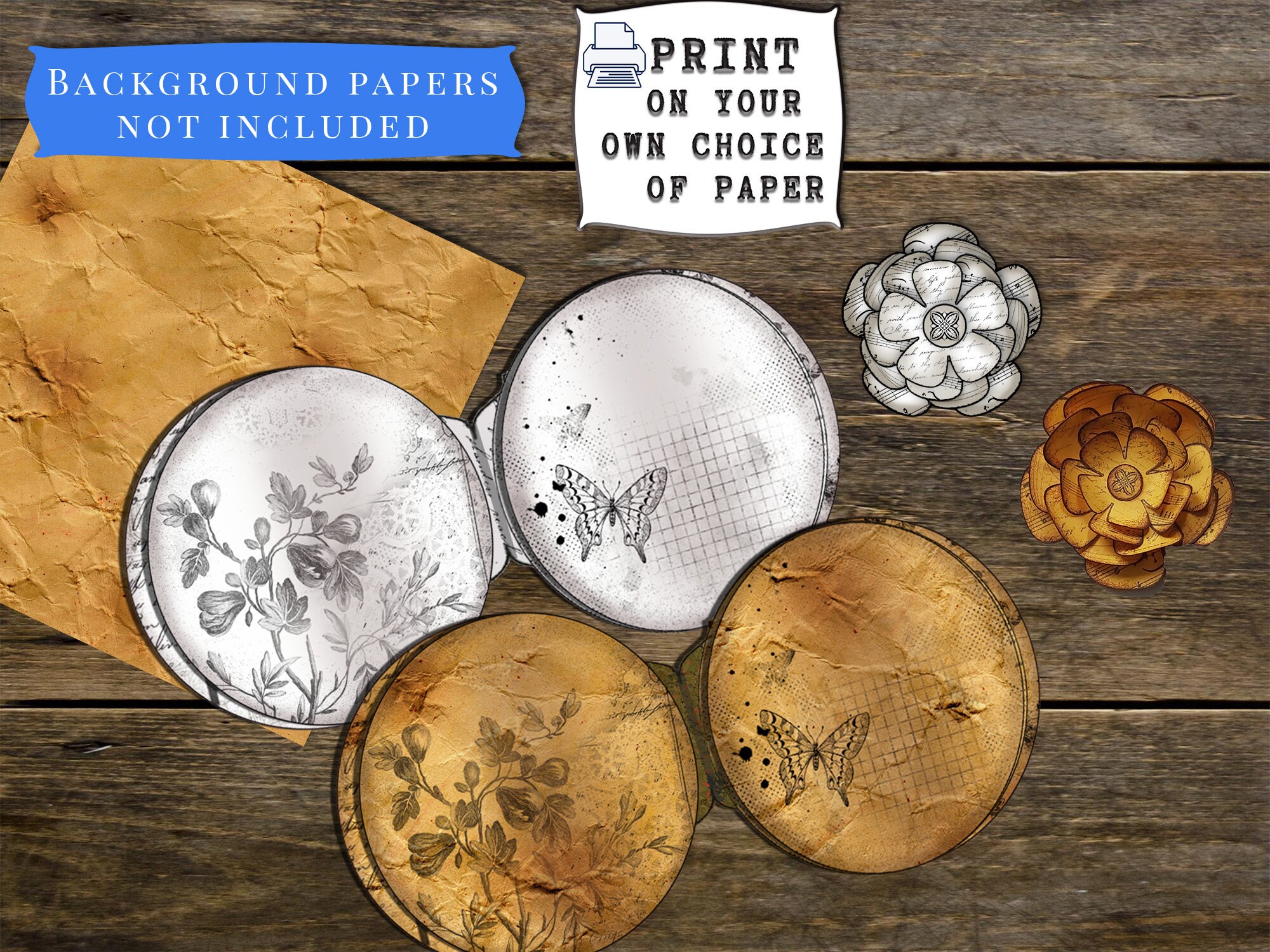 Circle Booklet, Templates, Junk Journal, Digital Templates, Printable ...