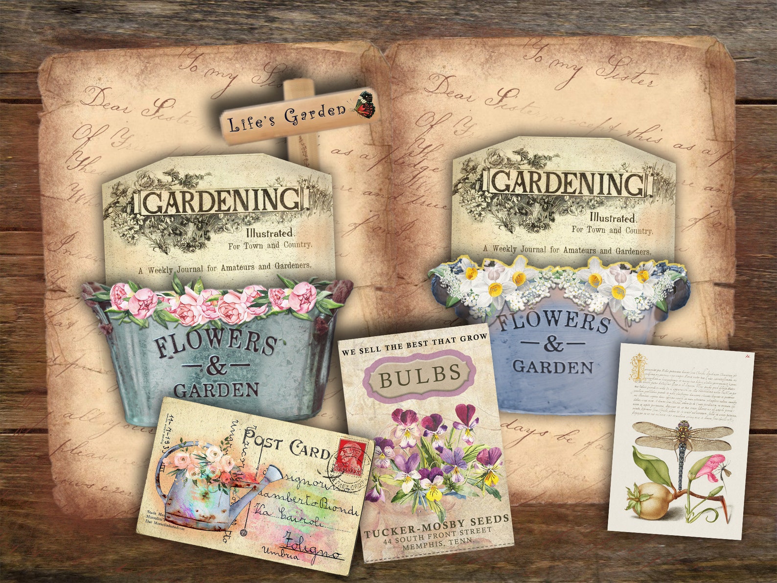 Flowers & Garden Pockets Loaded Pockets Botanical Ephemera | Etsy