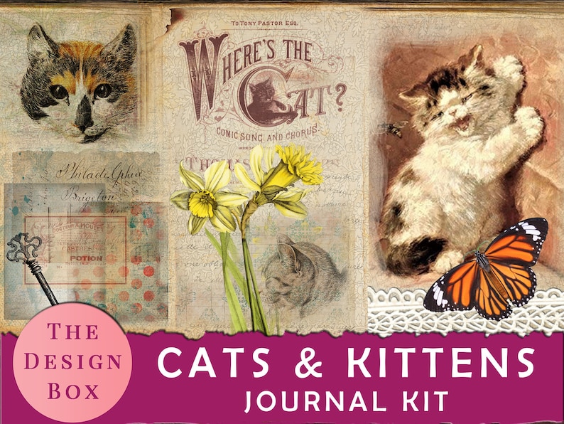 Cats & Kittens Journal Kit 25 Printable Pages Playful Kitten - Etsy
