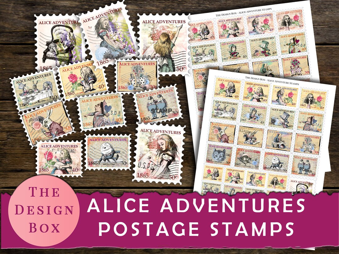 Alice Adventures Stamps, Printable Stamps, Vintage Alice Journal, Alice ...