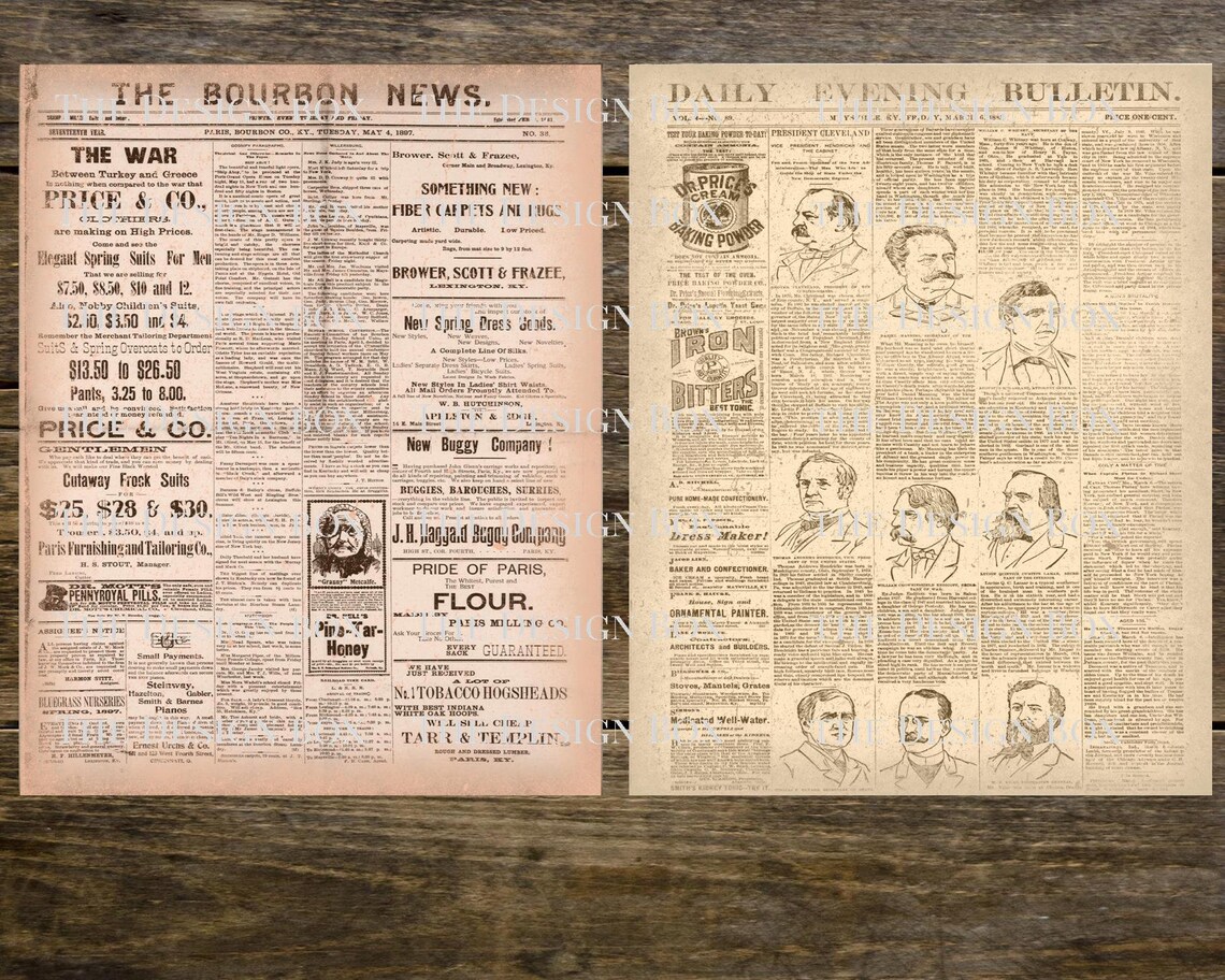 Old Newspaper Digital Pages Vintage Newspaper Scrapbook | Etsy