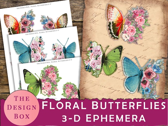 3-D Floral Butterflies Butterfly Insert Printable Junk | Etsy