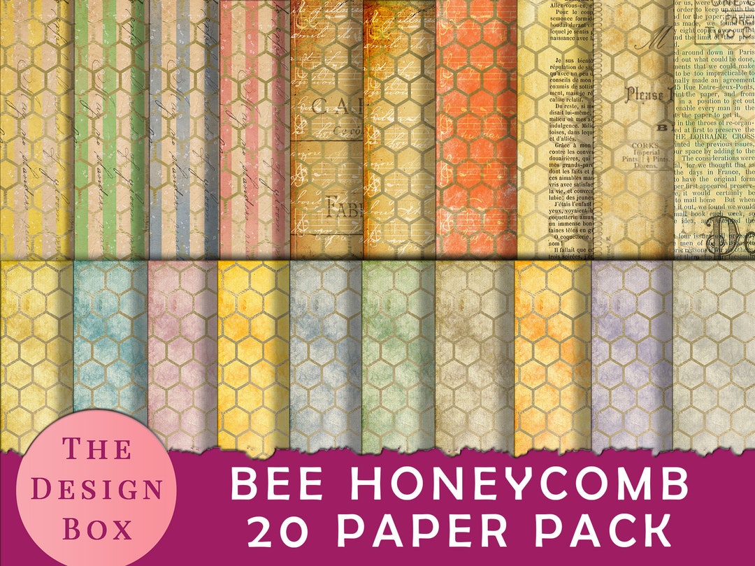 Bee Honeycomb, Paper Pack, Printable Papers, Junk Journal, Bee Paper ...