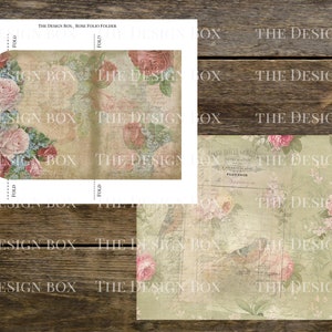Rose Tri-fold Folio, Junk Journal, Folio Kit, Rose Folder, Journal 