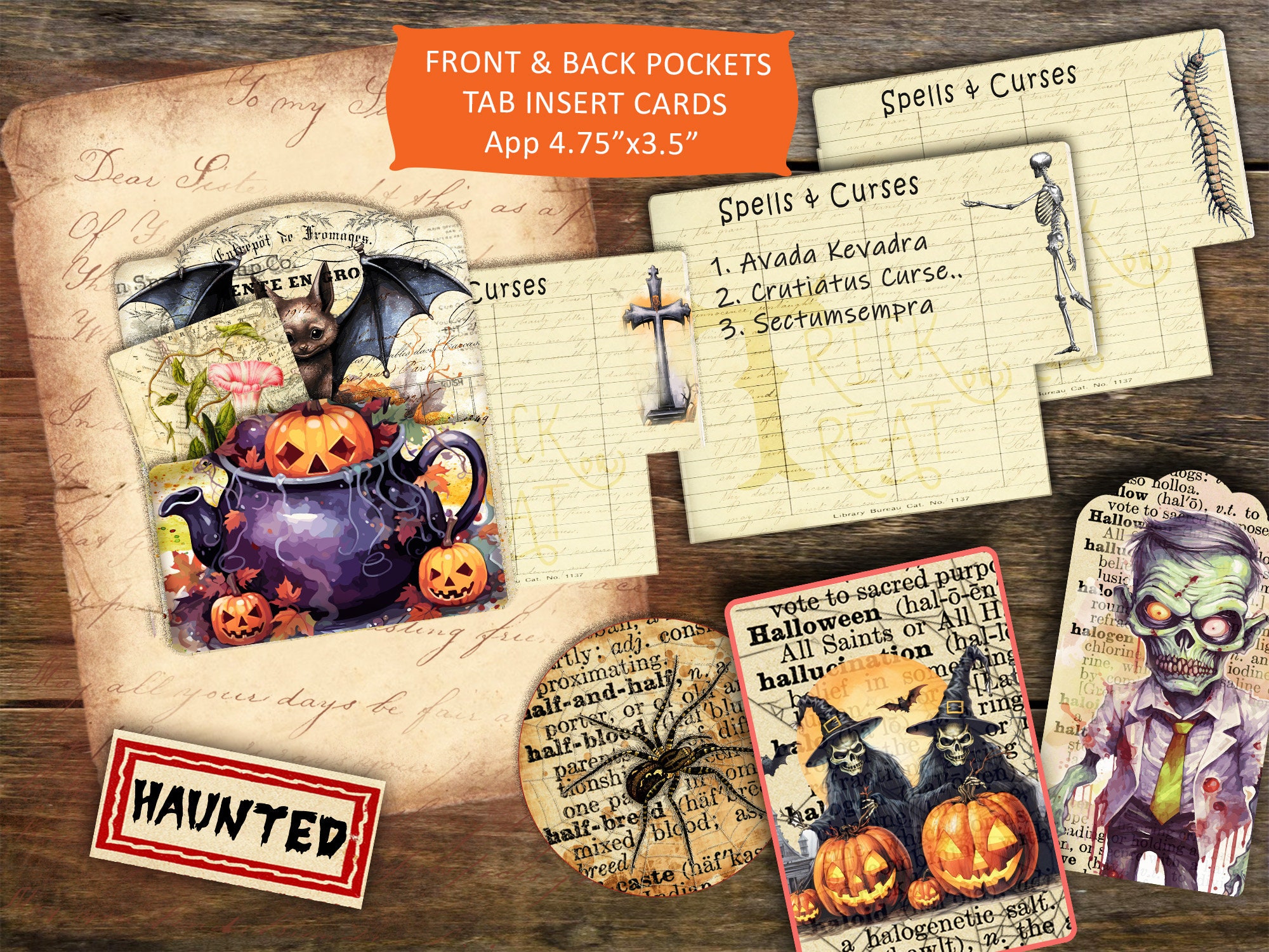 Halloween Loaded Pockets, Printable Pockets, Large Pockets, Halloween ...