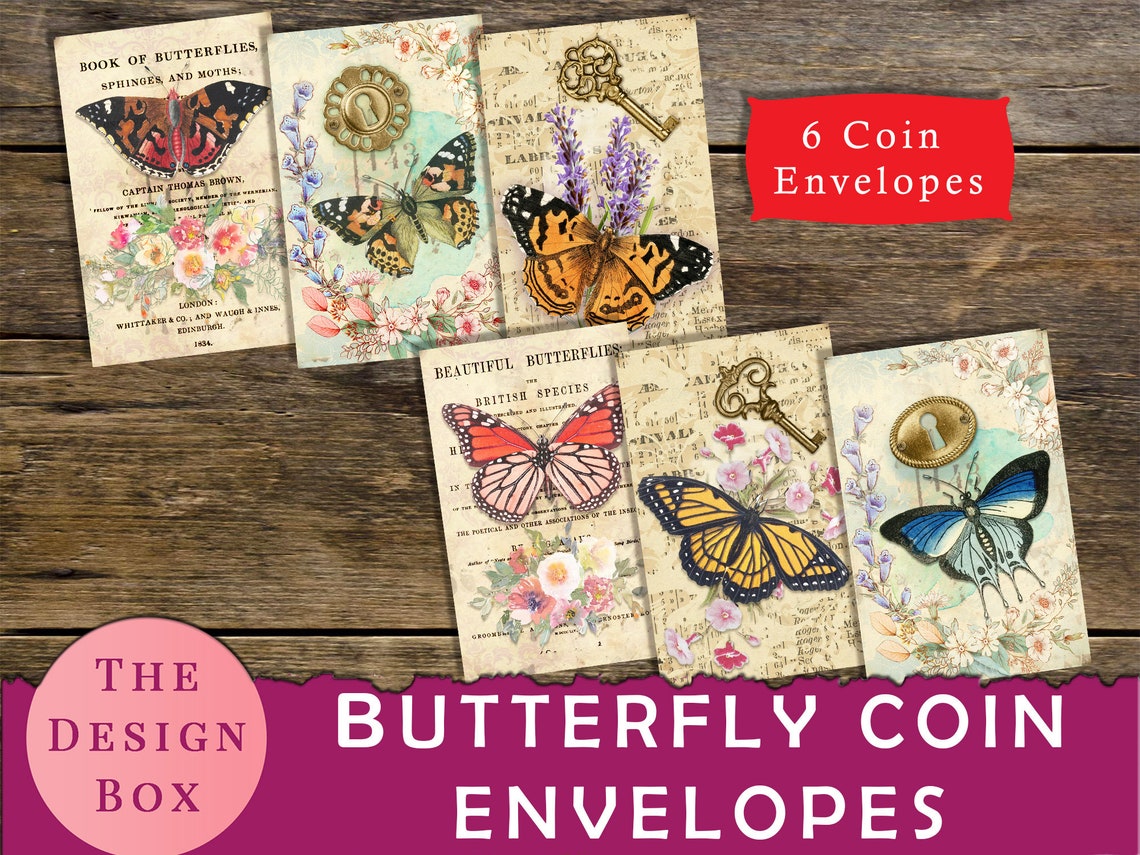 Butterfly, Coin Envelopes, Ephemera, Butterfly Journal, Junk Journal ...