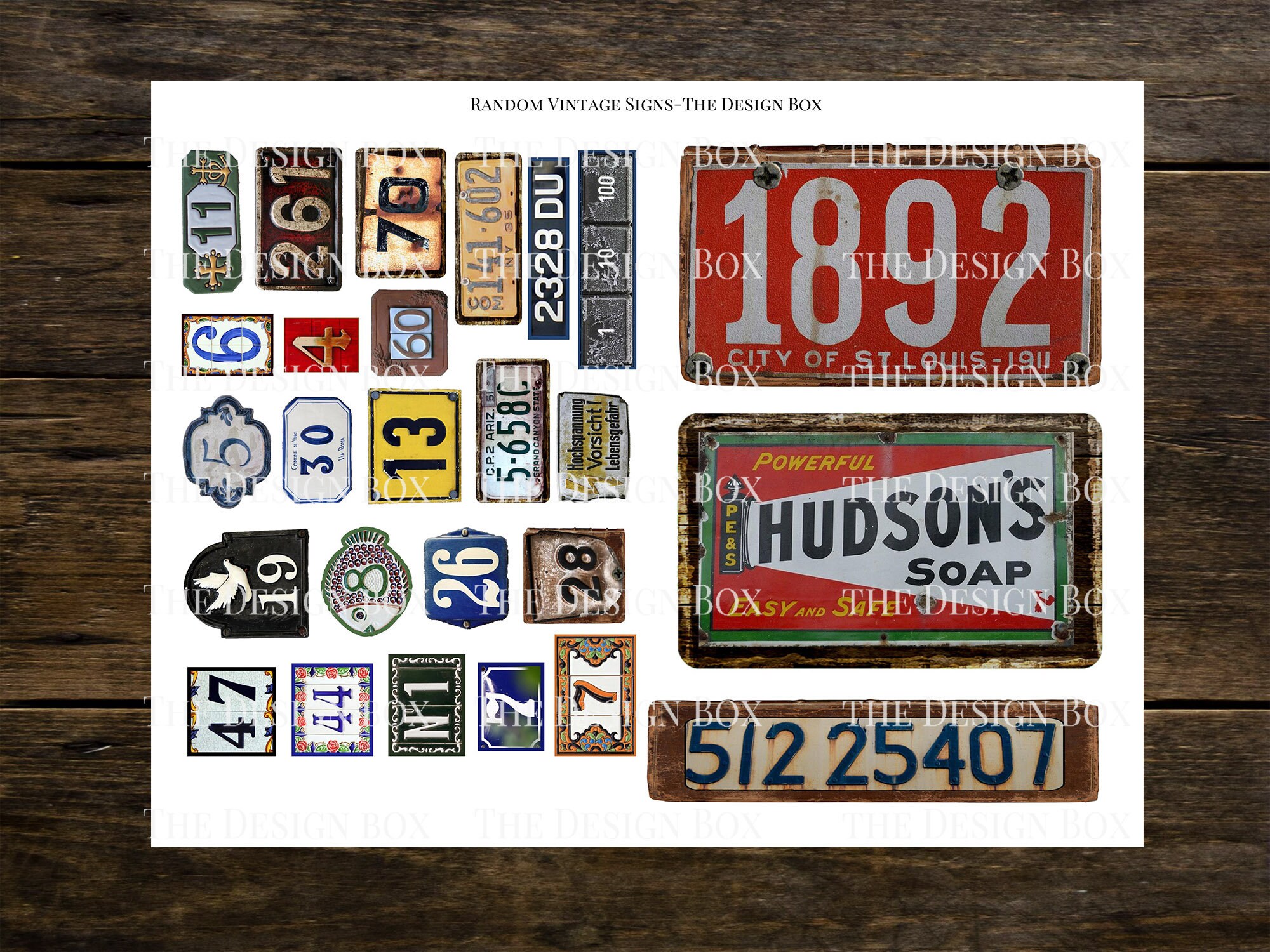 Random Vintage Signs, Printable Number Labels, Text Digital Labels ...