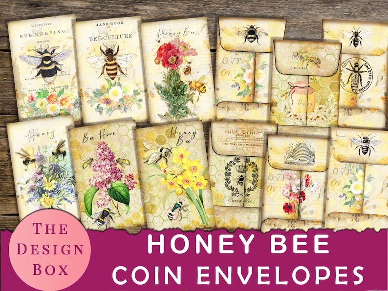 Honey Bee, Coin Envelopes, Ephemera, Bee Journal, Junk Journal ...