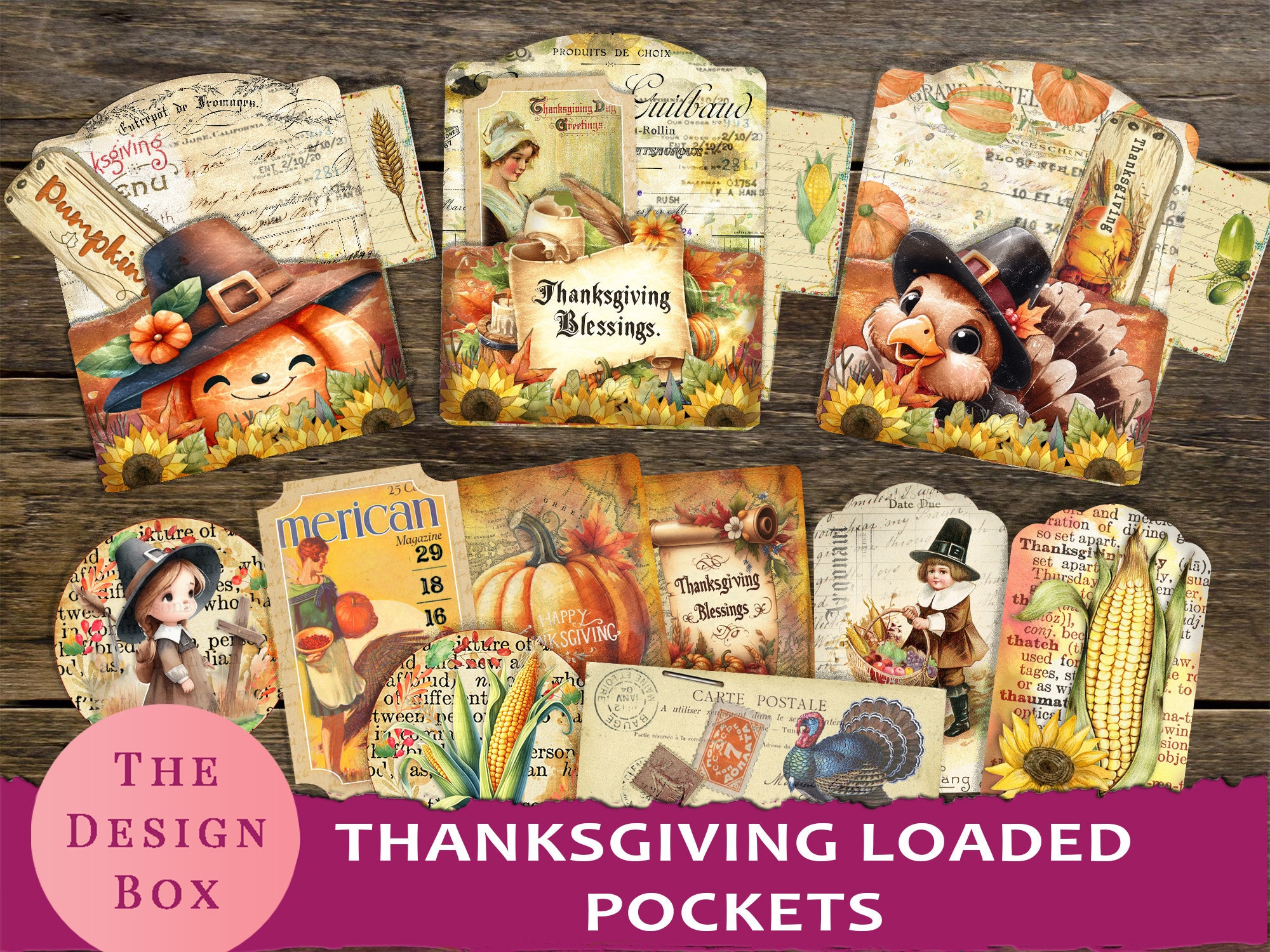 Thanksgiving, Loaded Pockets, Printable, Thanksgiving Ephemera ...