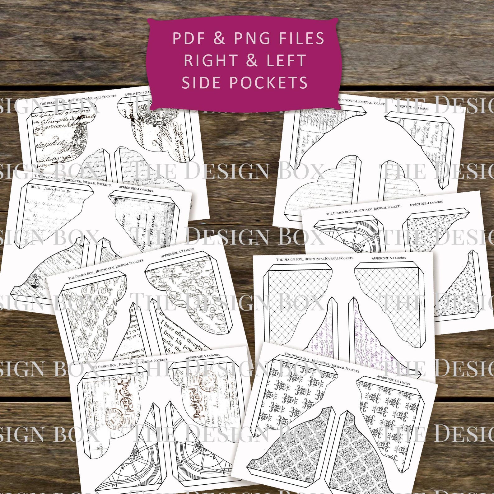 Corner Pocket Templates, Junk Journal Pocket, Template, Ink Saver, Junk ...