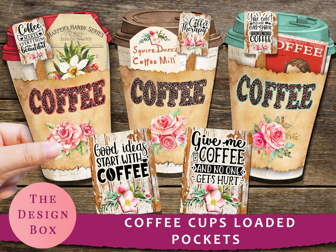 Coffee Cups, Loaded Pockets, Coffee Printables, Coffee Journal, Journal ...