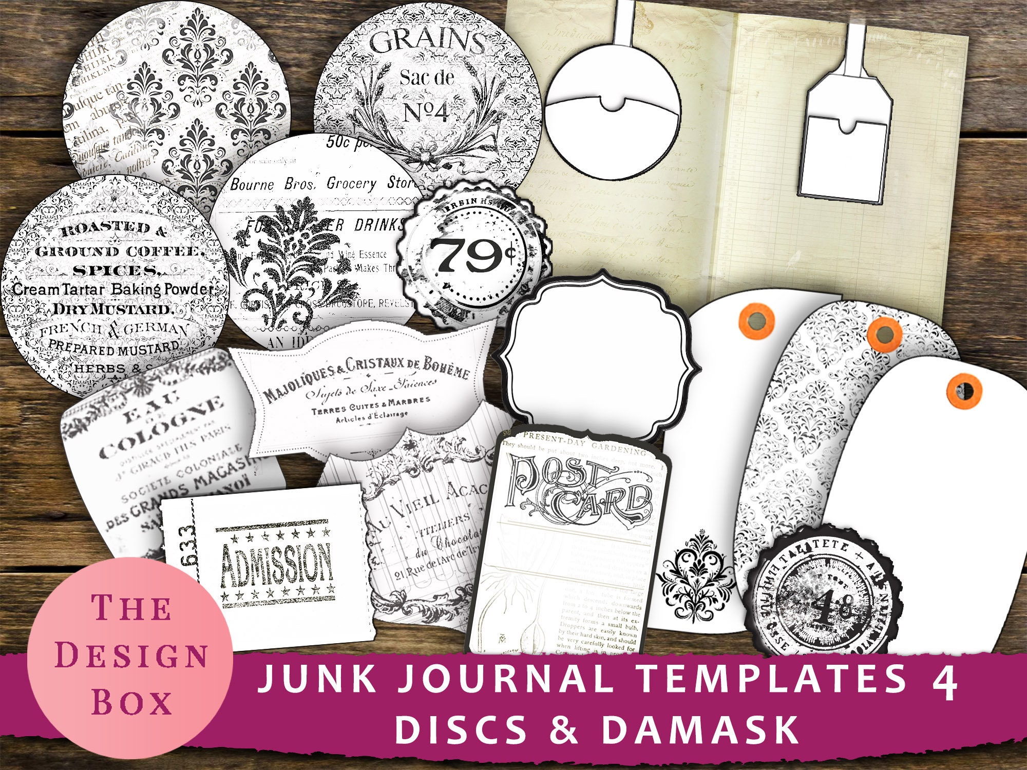 Junk Journal, Digital Templates, Printable, Ink Saver, Folio, Black ...