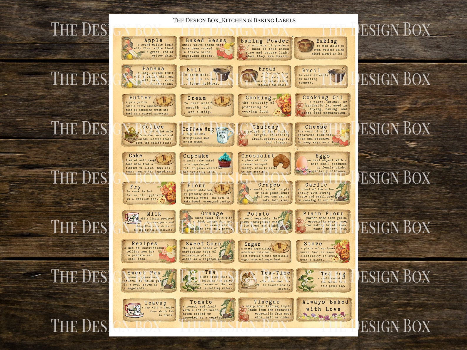 Kitchen & Baking Dictionary Words Cooking Text Labels Random - Etsy