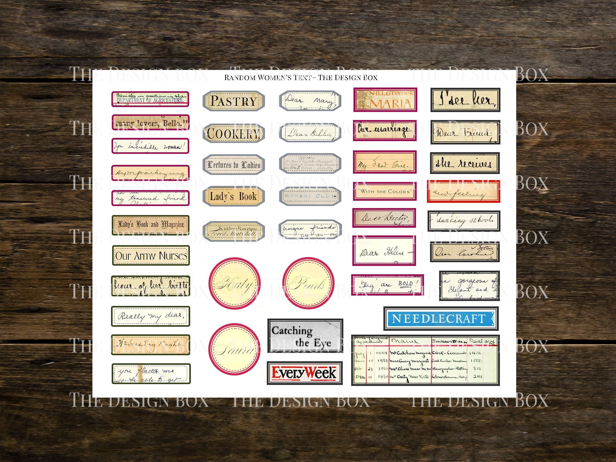 Inspiration Women Text Labels Printable Random Text Labels - Etsy