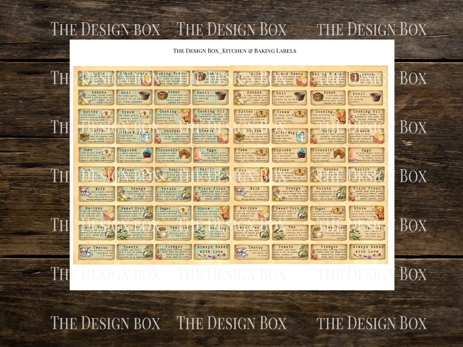 Kitchen & Baking Dictionary Words Cooking Text Labels Random - Etsy