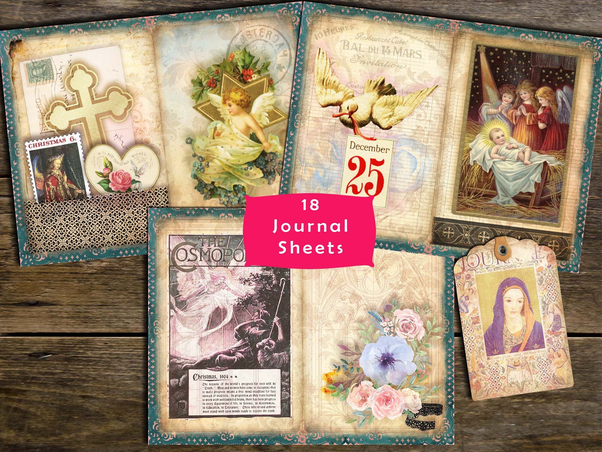 Christ is Born, Faith Journal, Printable Journal, Vintage Junk Journal ...