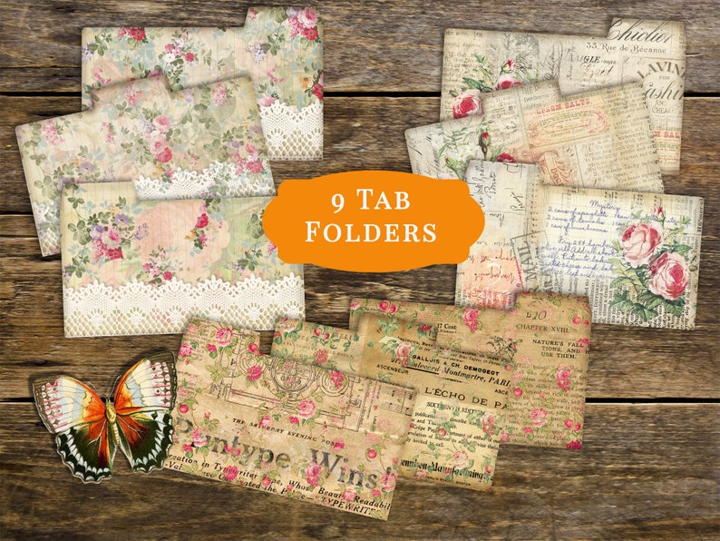 Tab File Folder Junk Journal Printable Vintage Pocket - Etsy