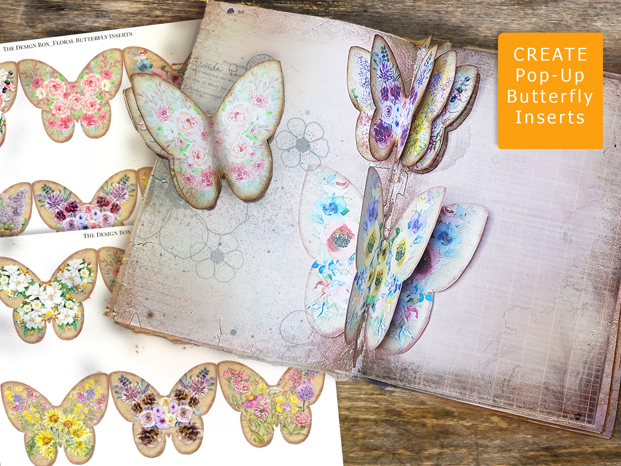 3D Butterfly Insert, Printable Butterfly, Butterfly Clip Art, Junk ...