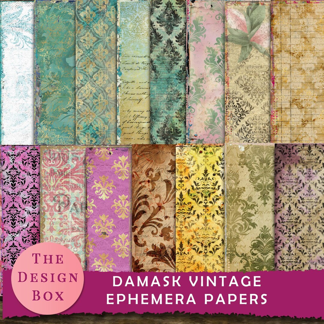 Damask Vintage Papers, Printable Papers, Junk Journal, Damask Paper ...