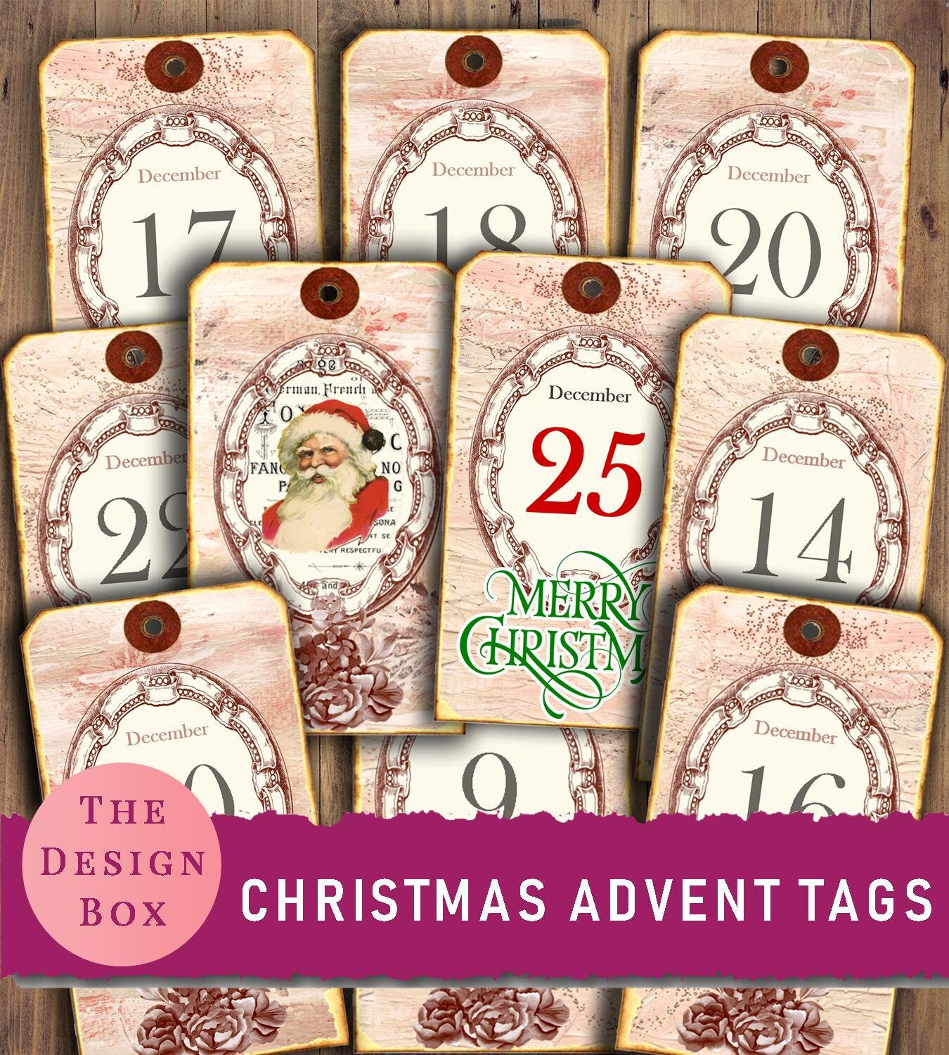 Christmas Tags, Printable Tags, Advent Numbers, December Daily ...