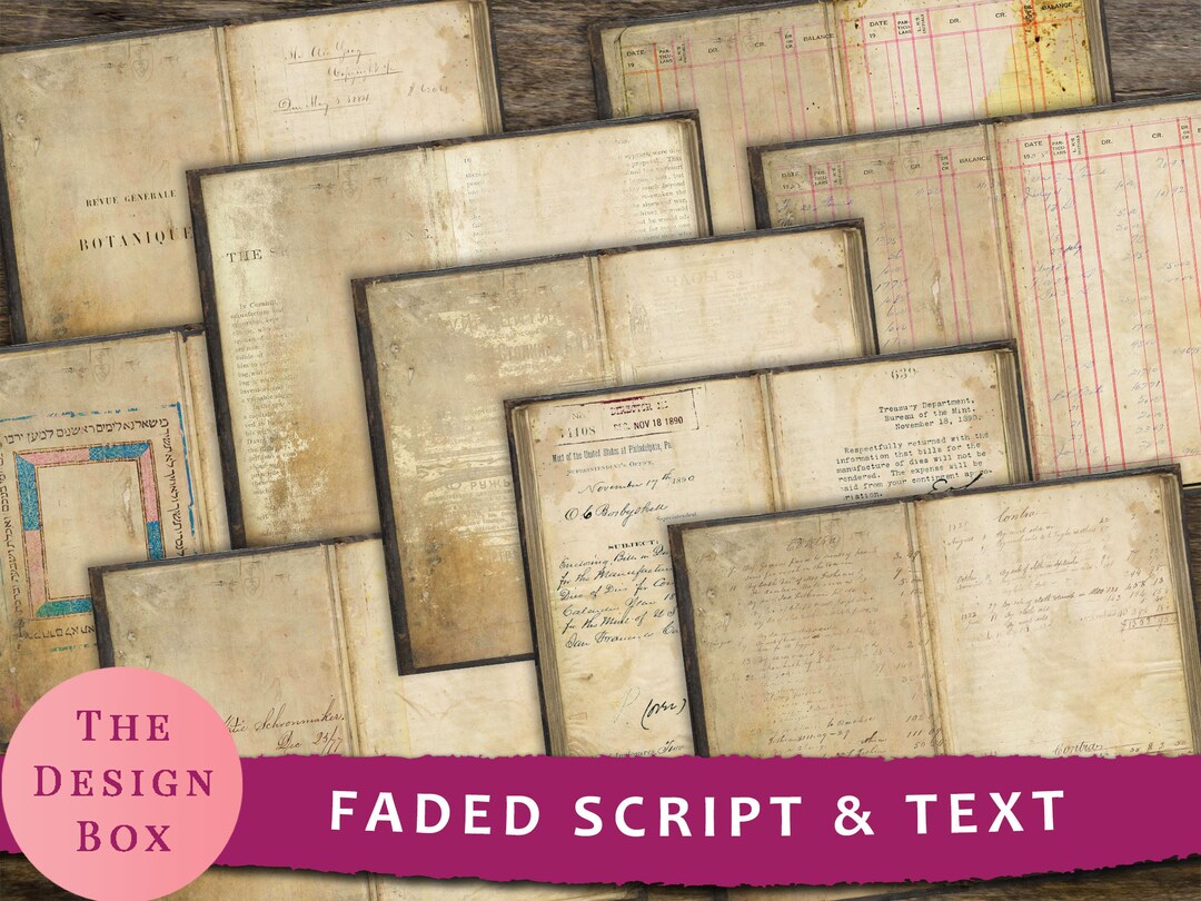 Faded Script & Text, Notepaper, Vintage Digital, Paper, Junk Journal, 8 ...