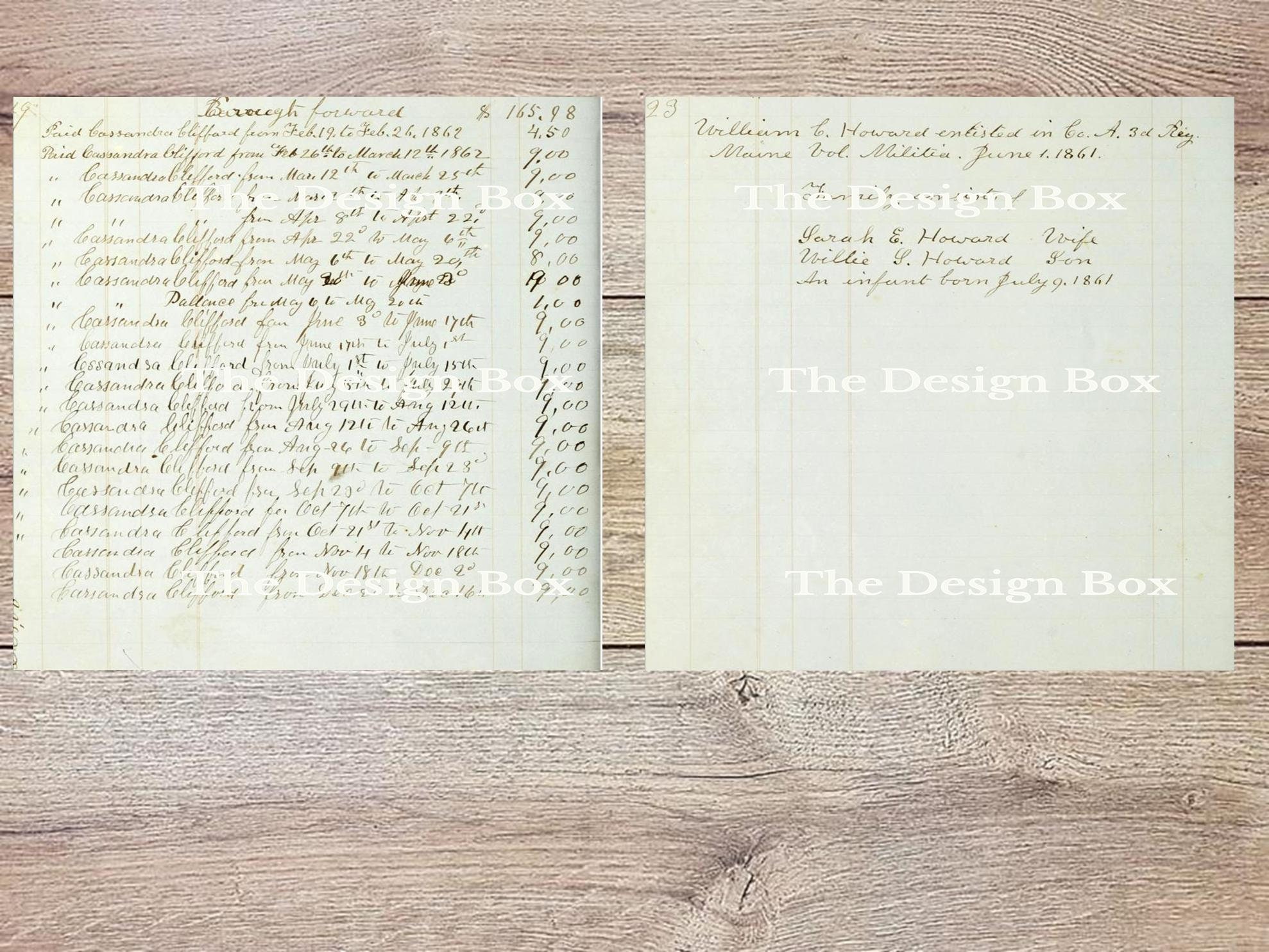 1800s Civil War Ledger, Printable Paper, War Ephemera, Accounts Paper ...