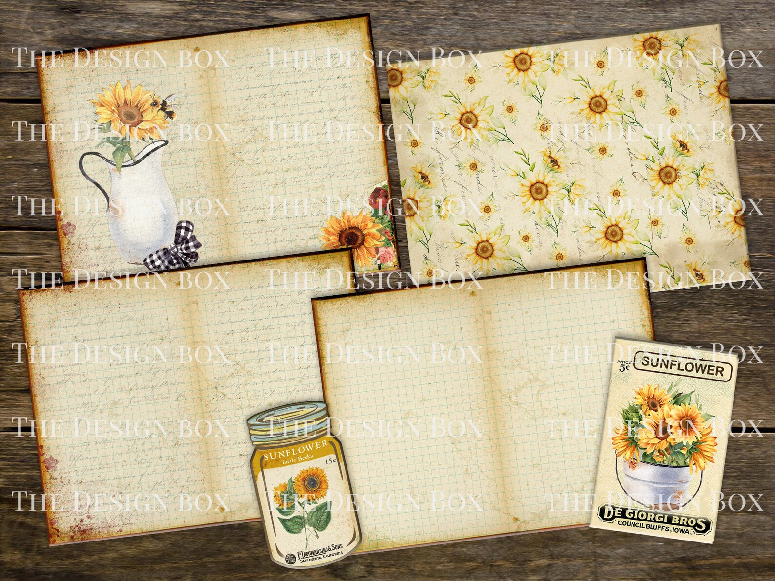 Sunflower Seed Packet, Printable Journal Kit, 4.5x7, Junk Journal ...